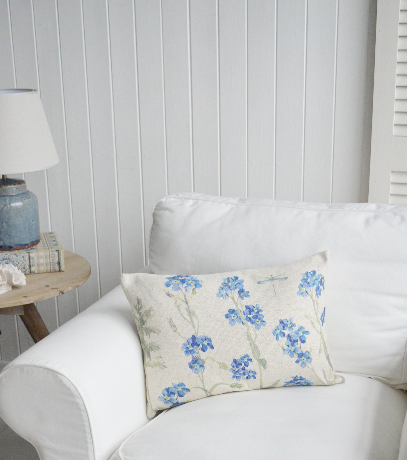 Nantucket floral cushions - New England country and coastal cushions and interiors