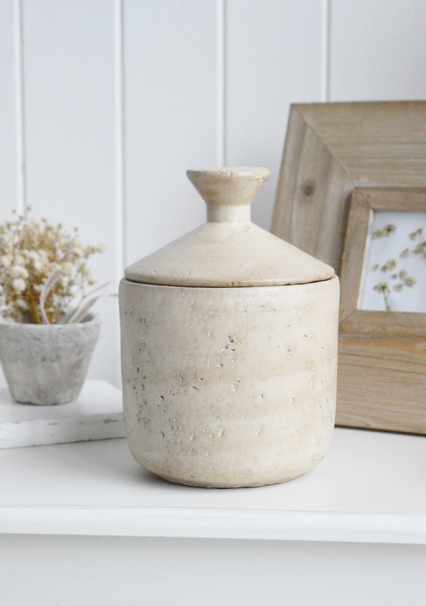 Hearthstone Jar in Warm Limestone | Neutral Home Decor