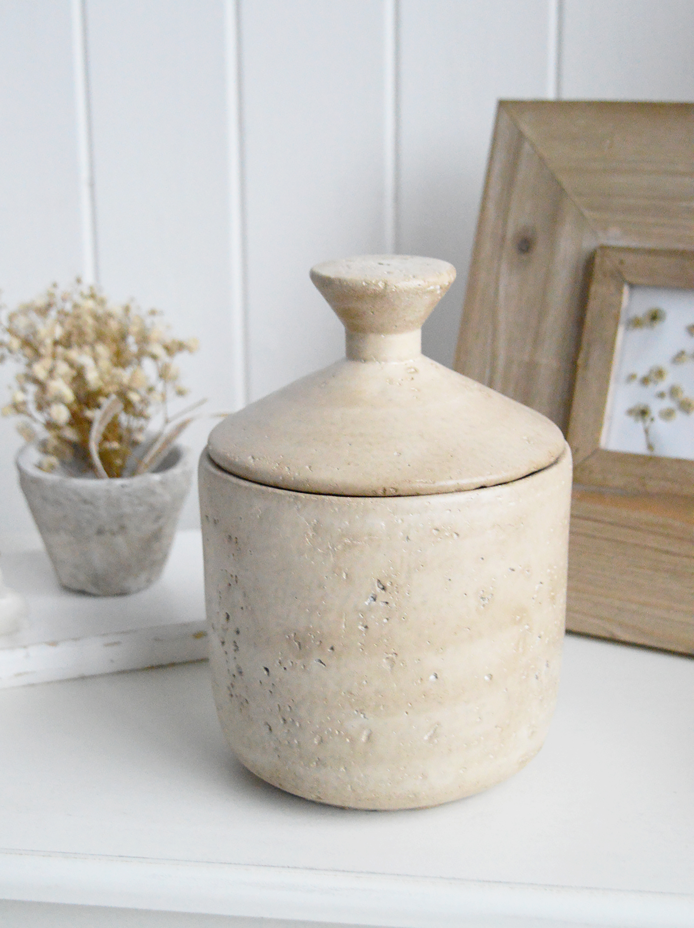 Hearthstone Jar in Warm Limestone | Neutral Home Decor