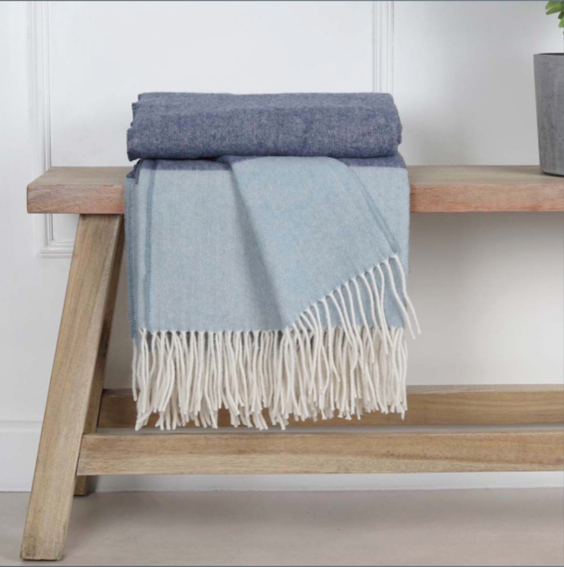 Sudbury blues wool throws - New England Coastal, Modern Farmhouse ...