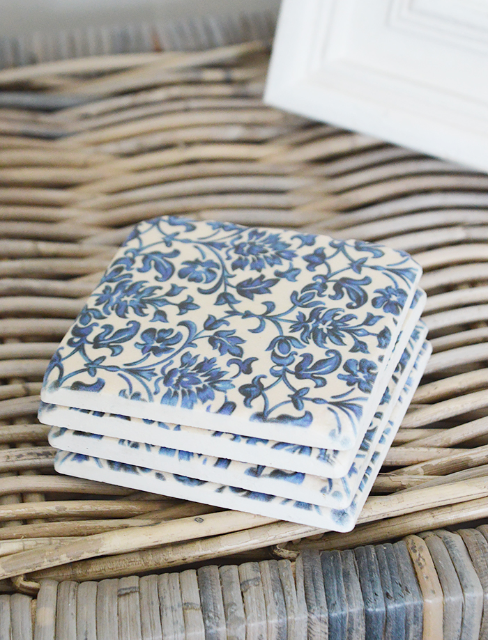 Blue and White Home Interiors - Floral Coasters