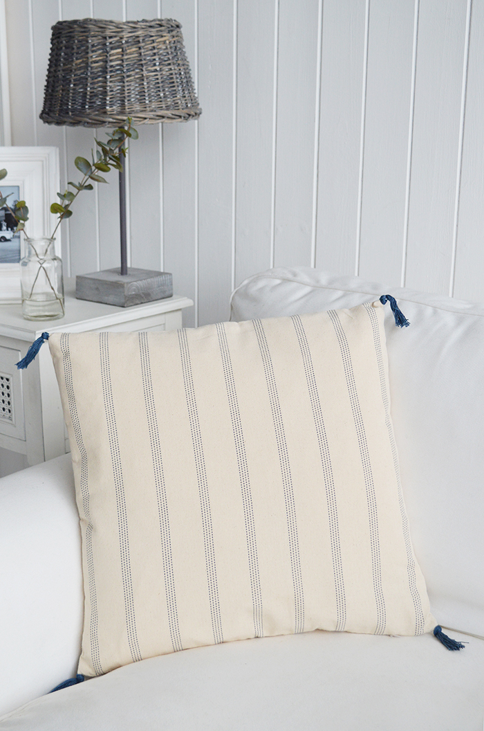 Bristop Vintage Linen Style cushion with Navy Stripes