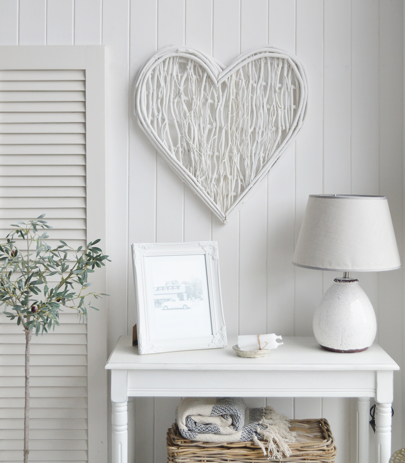 Large White Willow Heart Wreath - Wall Decor Cottage