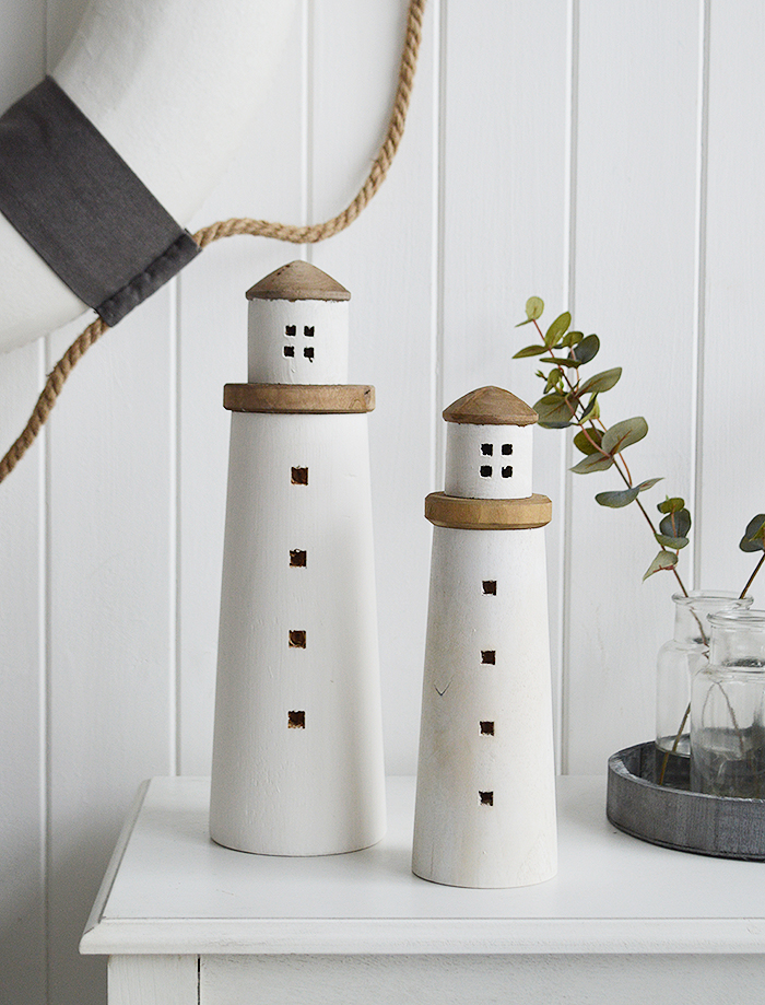 Wooden Distressed Lighthouses - Nautical Coastal Home Accessories