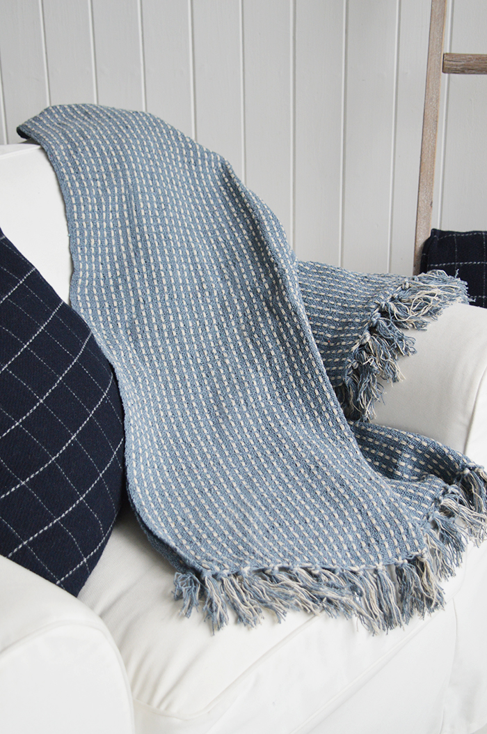 Camden Blue Throw Blanket - The White Lighthouse Furniture