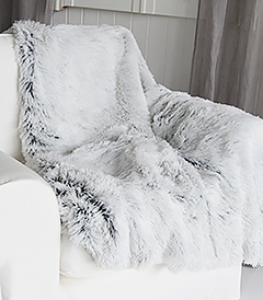 Luxurious Grey fur throw for bed or sofa