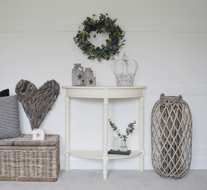 Hastings narrow antique white hallway console table