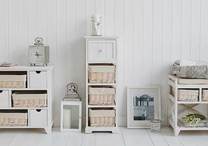 Cape Cod slim white bedroom storage furniture with 4 drawers. The White ...