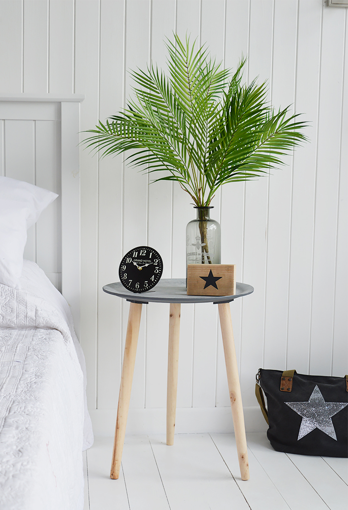 Boston Bohemian Tripod Simple Side lamp Table. New England Coastal ...