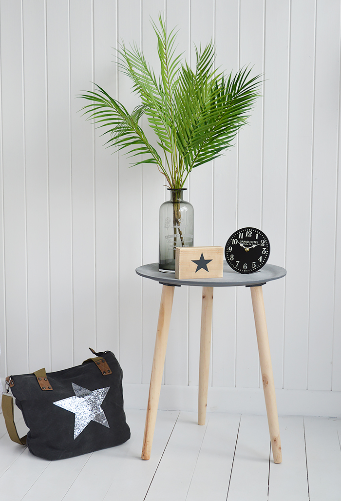 Boston Bohemian Tripod Simple Side lamp Table. New England Coastal ...