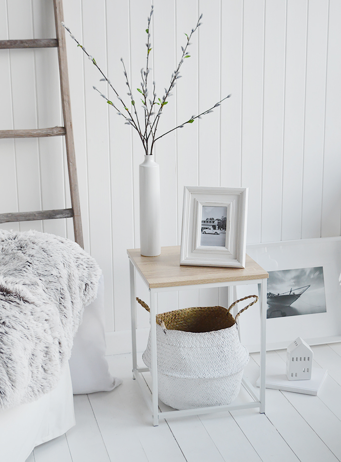 Southampton White Lamp Table. New England Coastal White Furniture