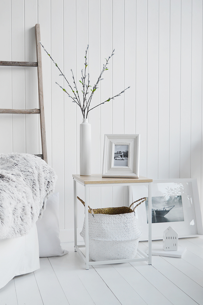 Southampton White Lamp Table. New England Coastal White Furniture