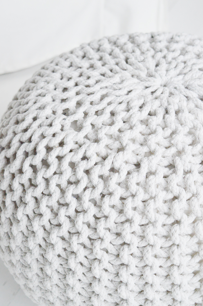 Camden white knitted Footstool - The White Lighthouse Furniture