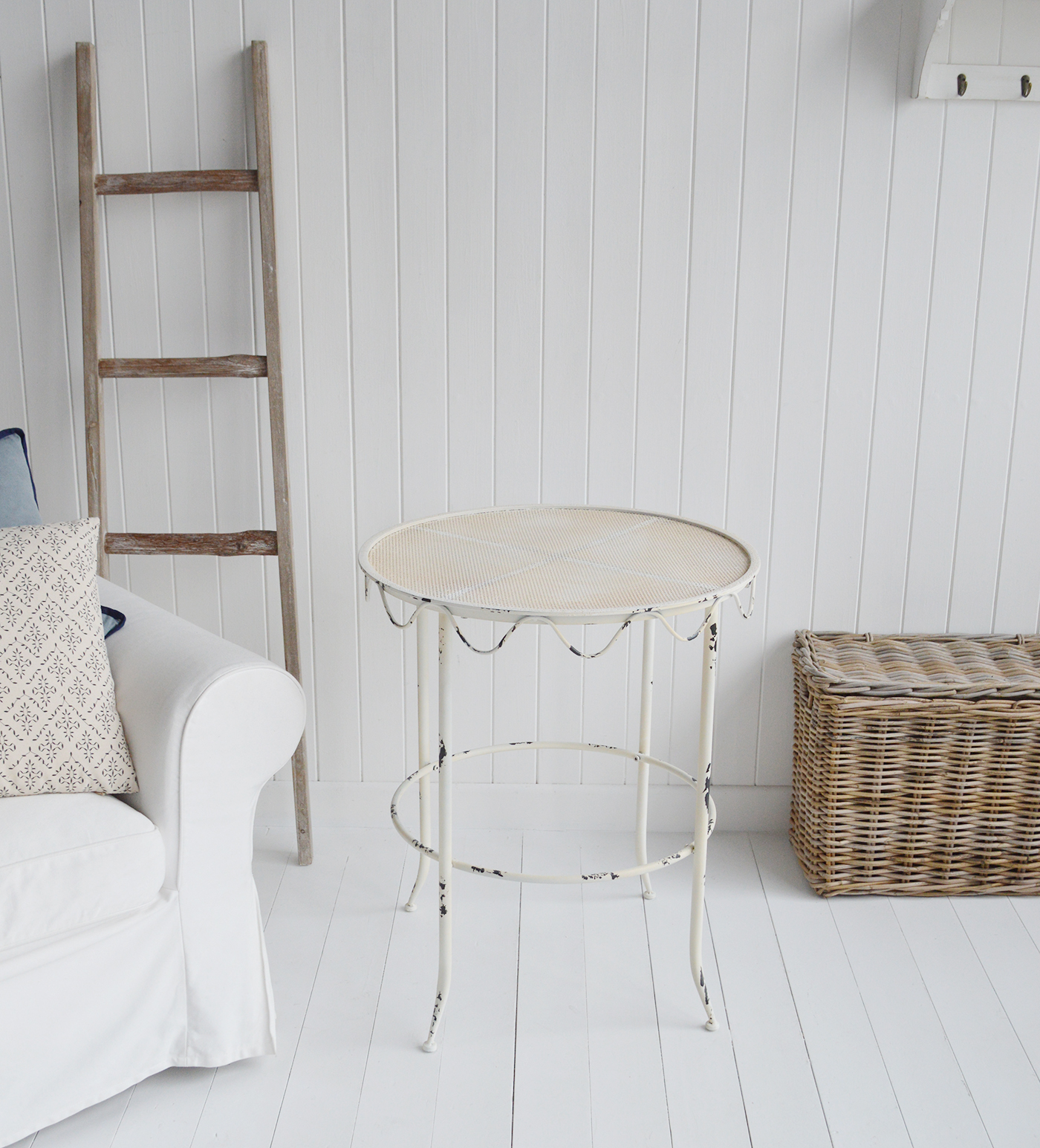 New Haven Small Antique White side Table. New England Country Coastal ...